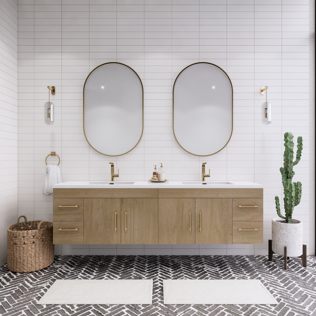 Aqua 84" Double Sink Floating Bathroom Vanity – Vania Bath